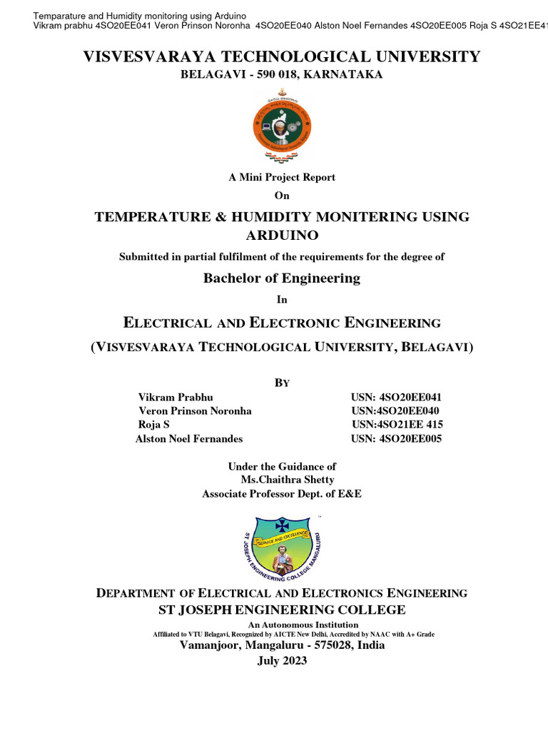 mini project report Copy | PDF | Arduino | Electronics