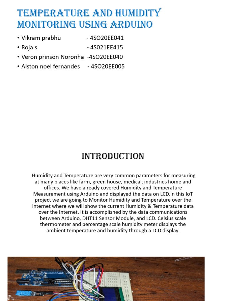 Temperature And Humidity Monitoring Using Arduino Pdf Humidity Temperature
