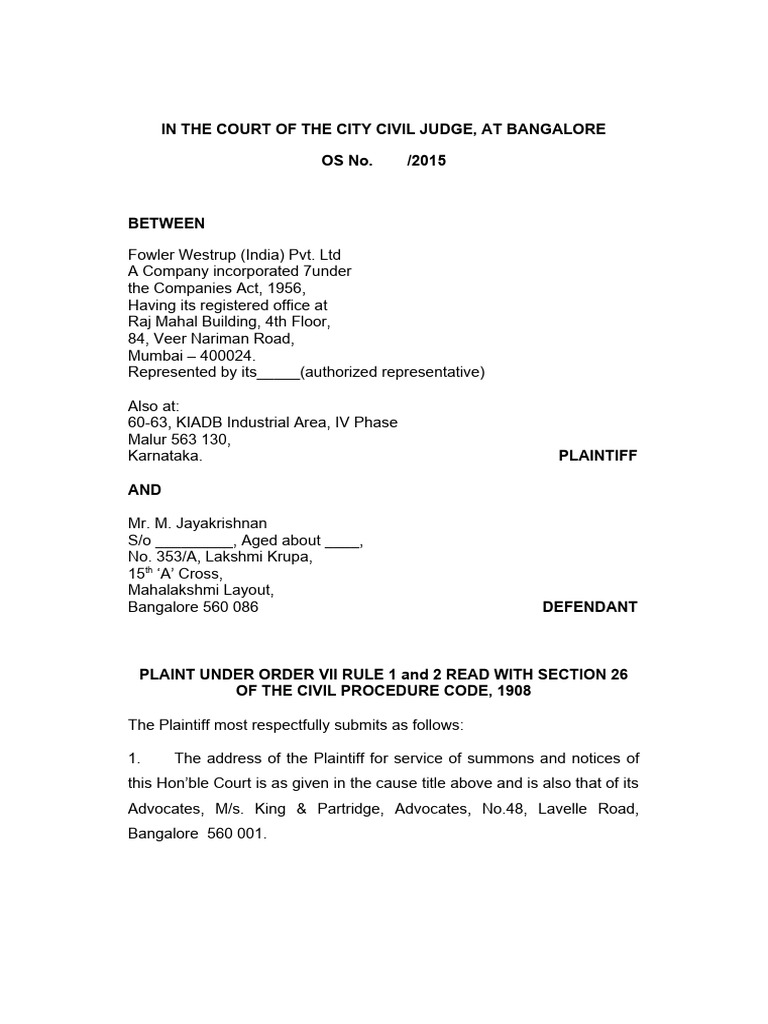Plaint | Download Free PDF | Non Disclosure Agreement | Justice