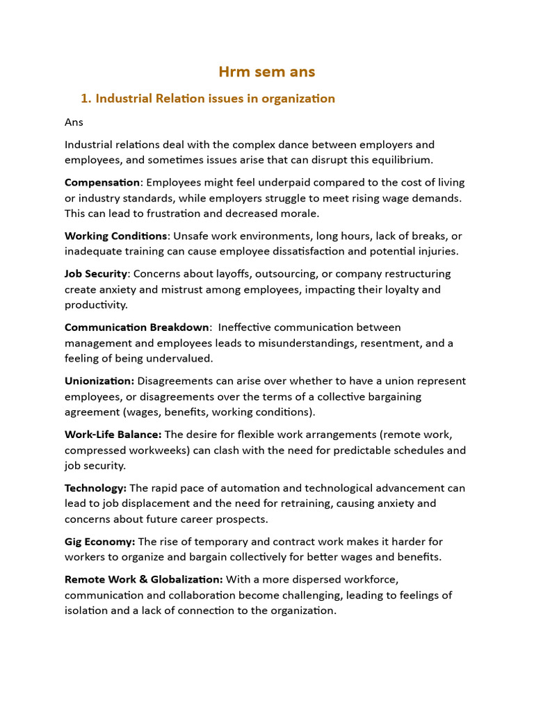 HRM Sem Ans | PDF | Cost Of Living | Human Resource Management