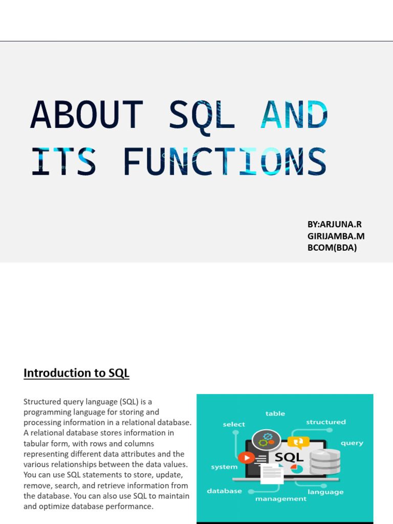 By:Arjuna.R Girijamba.M Bcom (Bda) | PDF | Sql | Information Retrieval