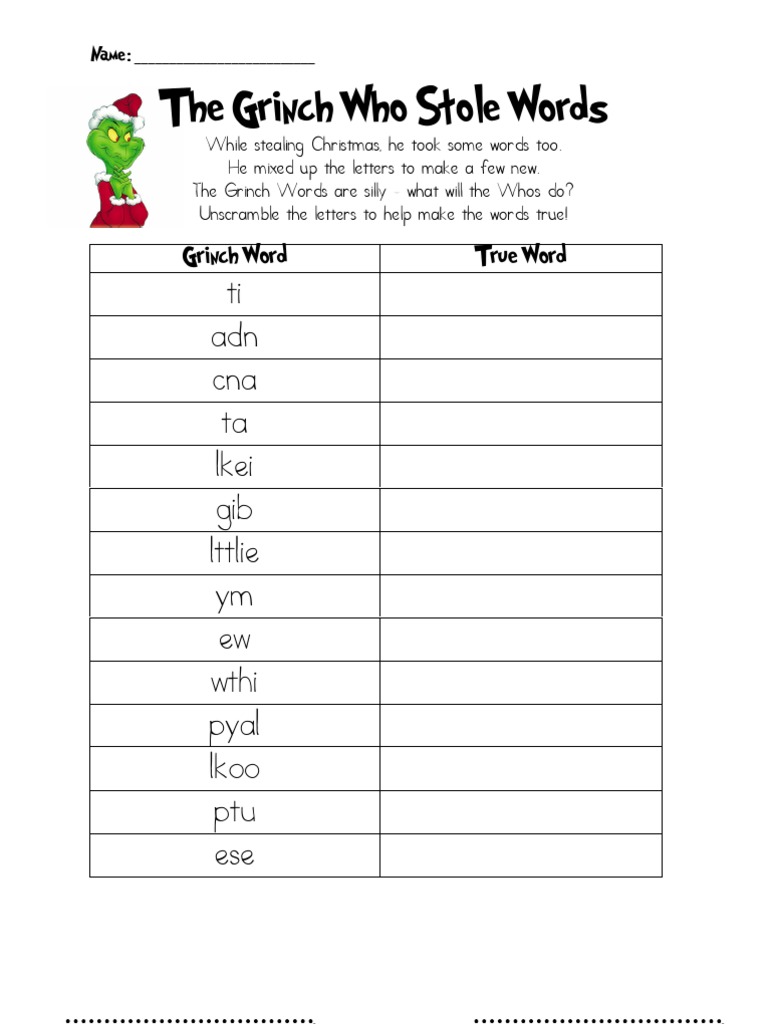 The Grinch Who Stole Words | PDF