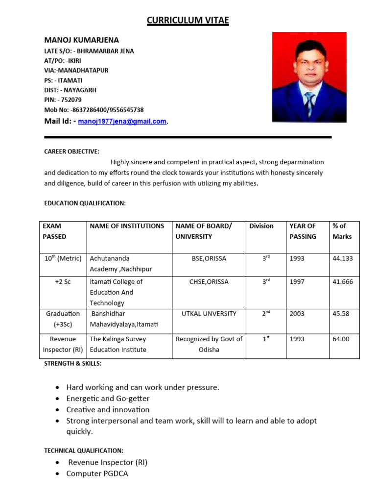 Manoj Ku Jena CV | PDF