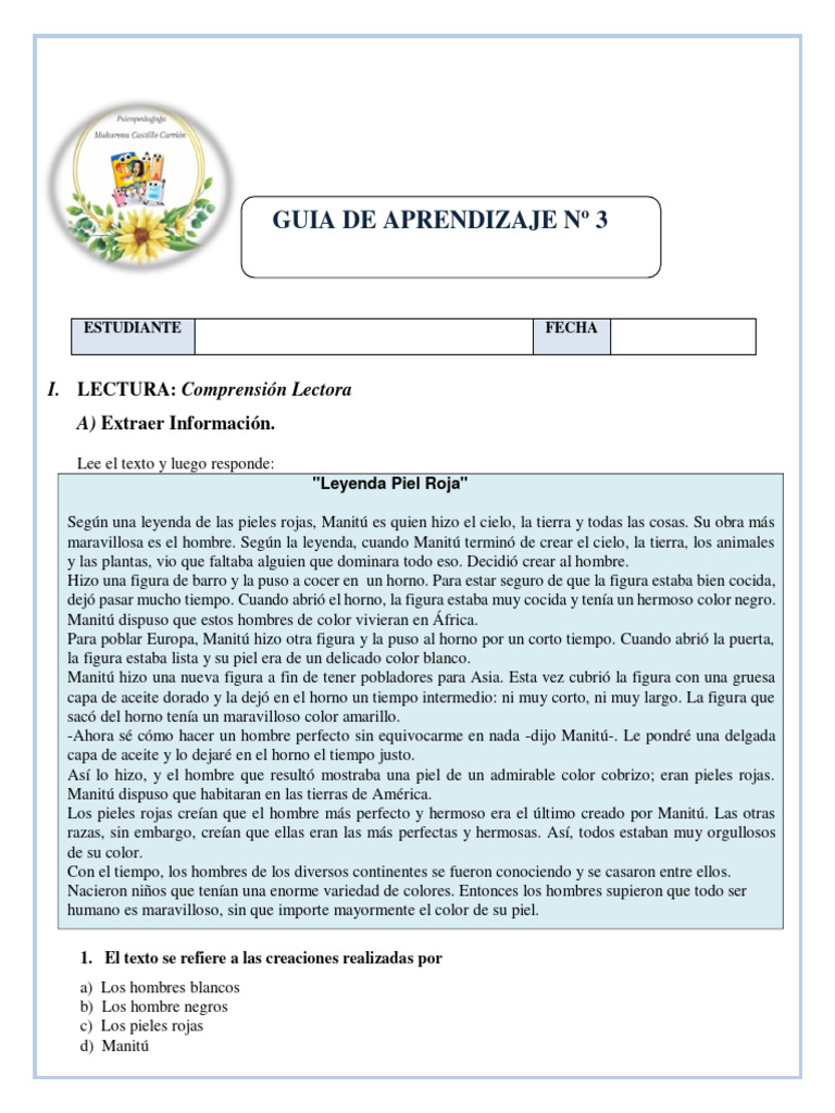 Guía N3 Taller Comprensión Lectora 8° Básicos AyB | PDF