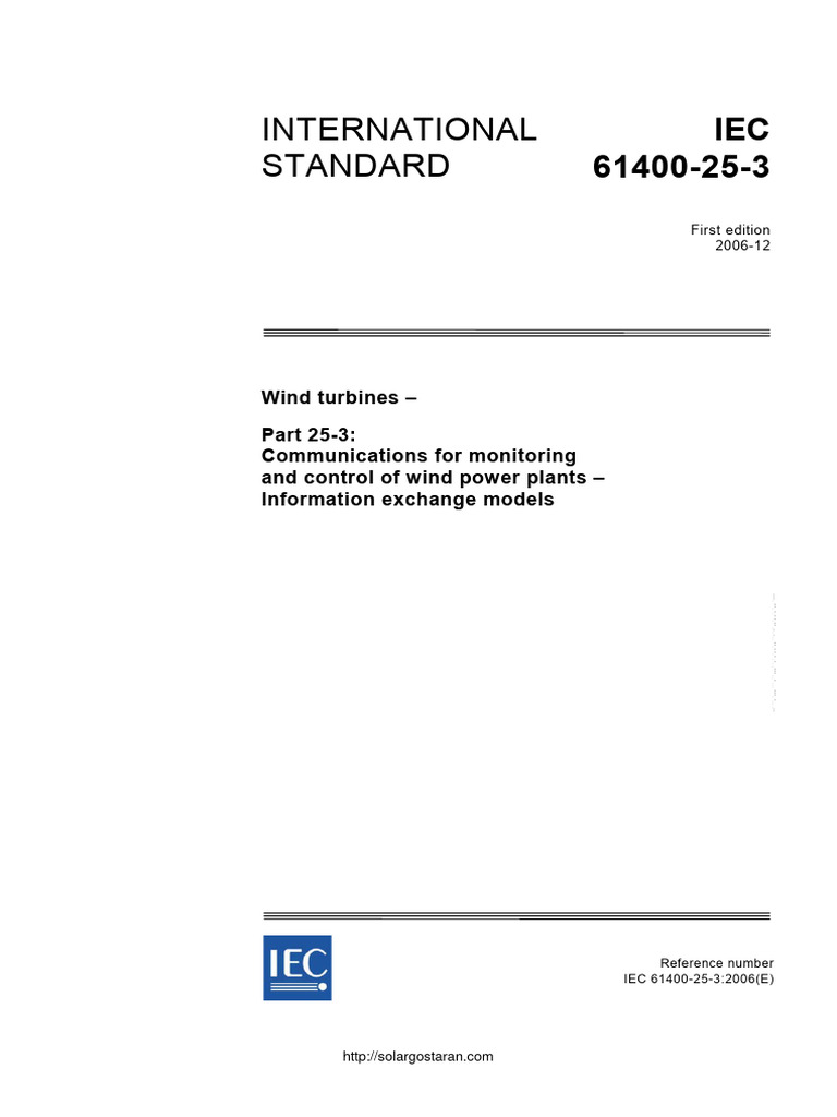 IEC 61400-25-3-2006 | PDF | Information | Scada