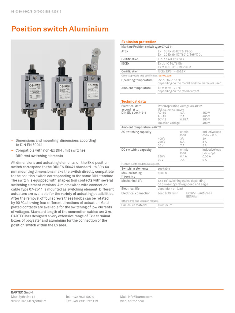 Data Sheet Position Switch en 2 | PDF | Switch | Electrical Connector