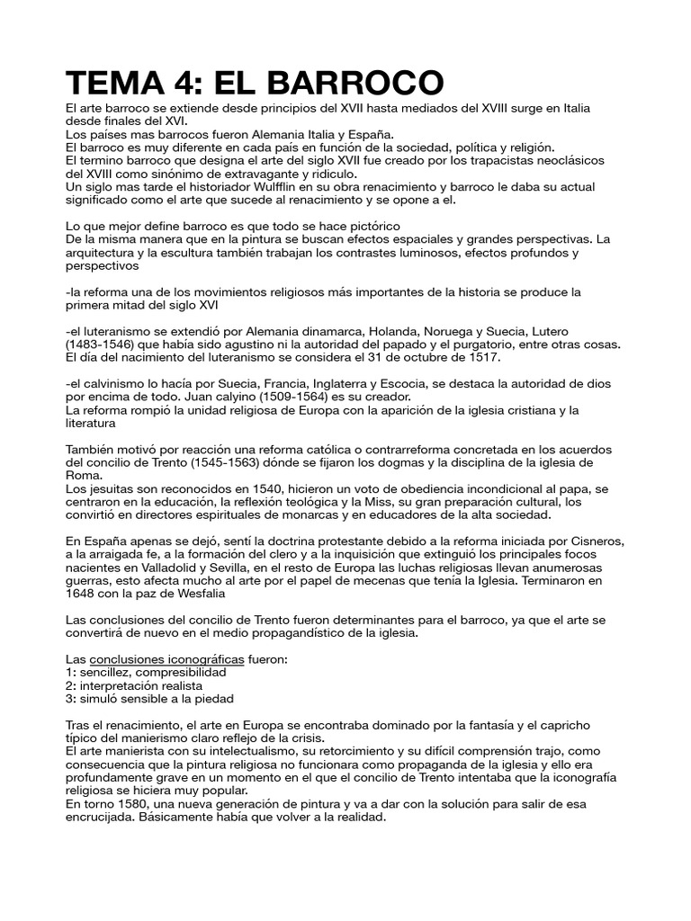 TEMA 4. barroco | PDF | Barroco | Pinturas