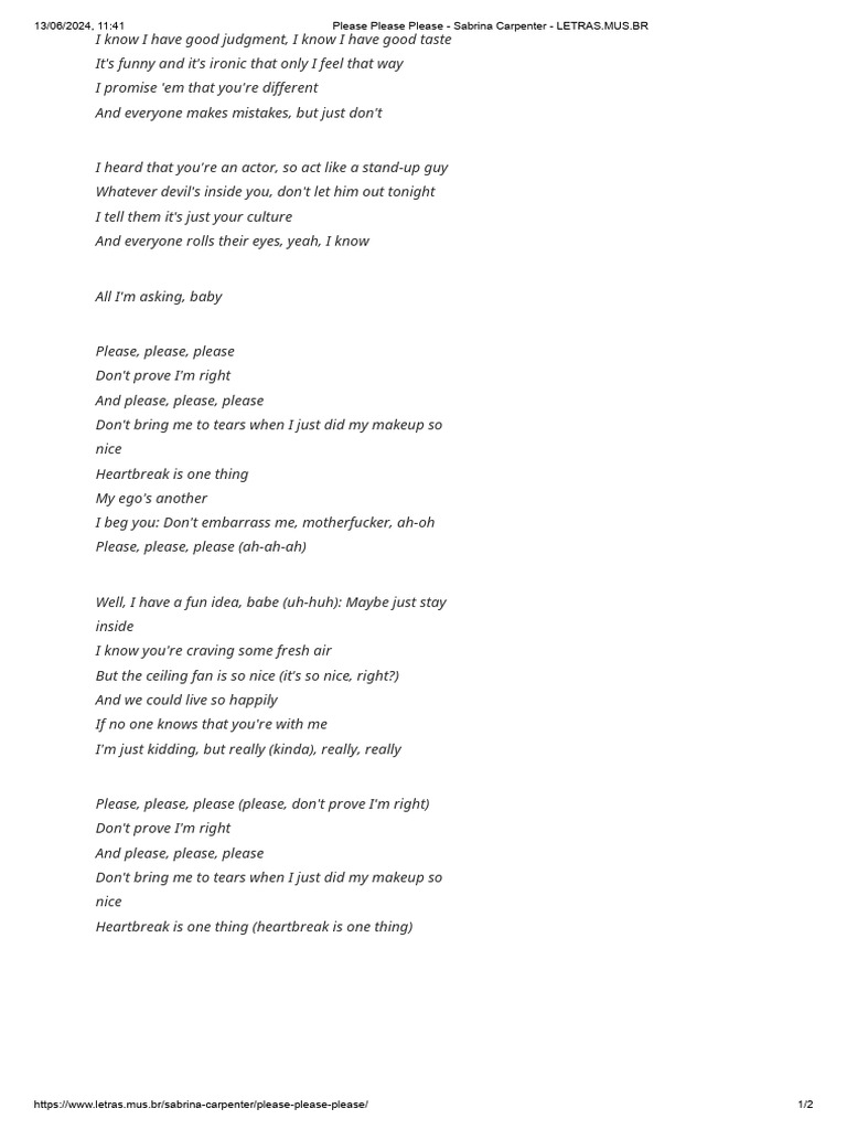 Please Please Please - Sabrina Carpenter | PDF