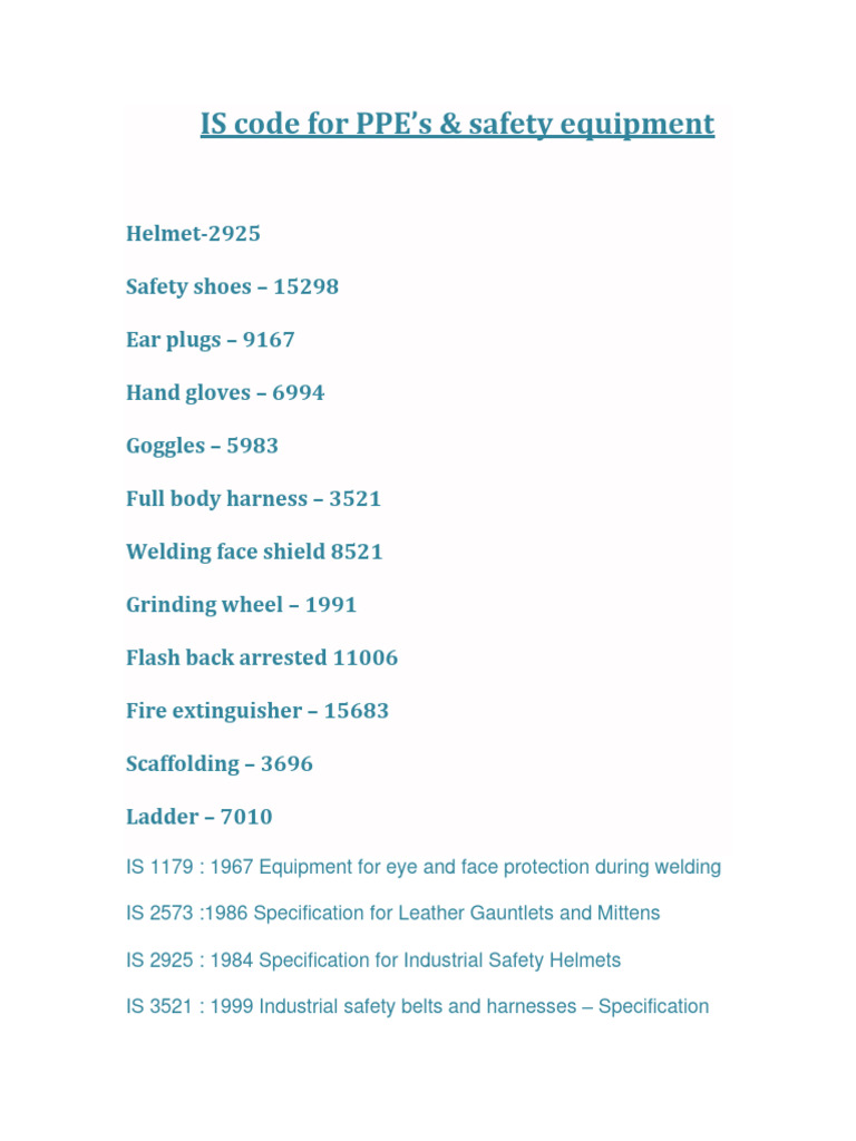 Is Code for PPE’s & Safety Equipment-converted | PDF | Personal ...