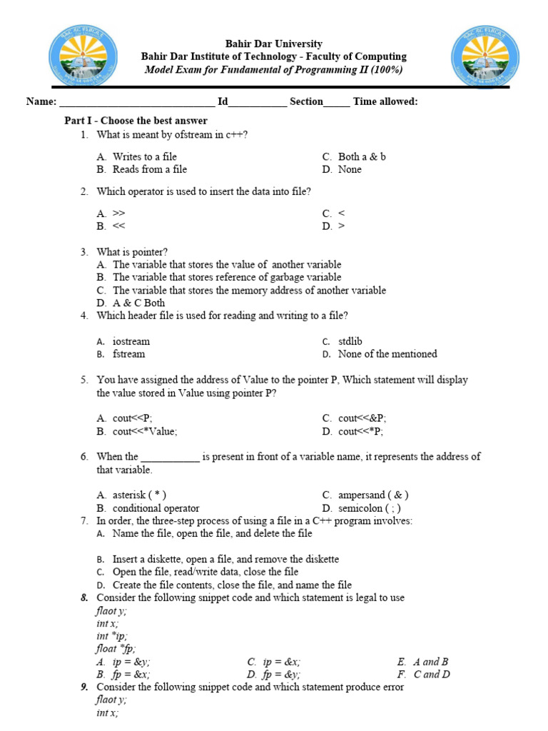 Model Exam 2015 | Download Free PDF | Pointer (Computer Programming) | Computing