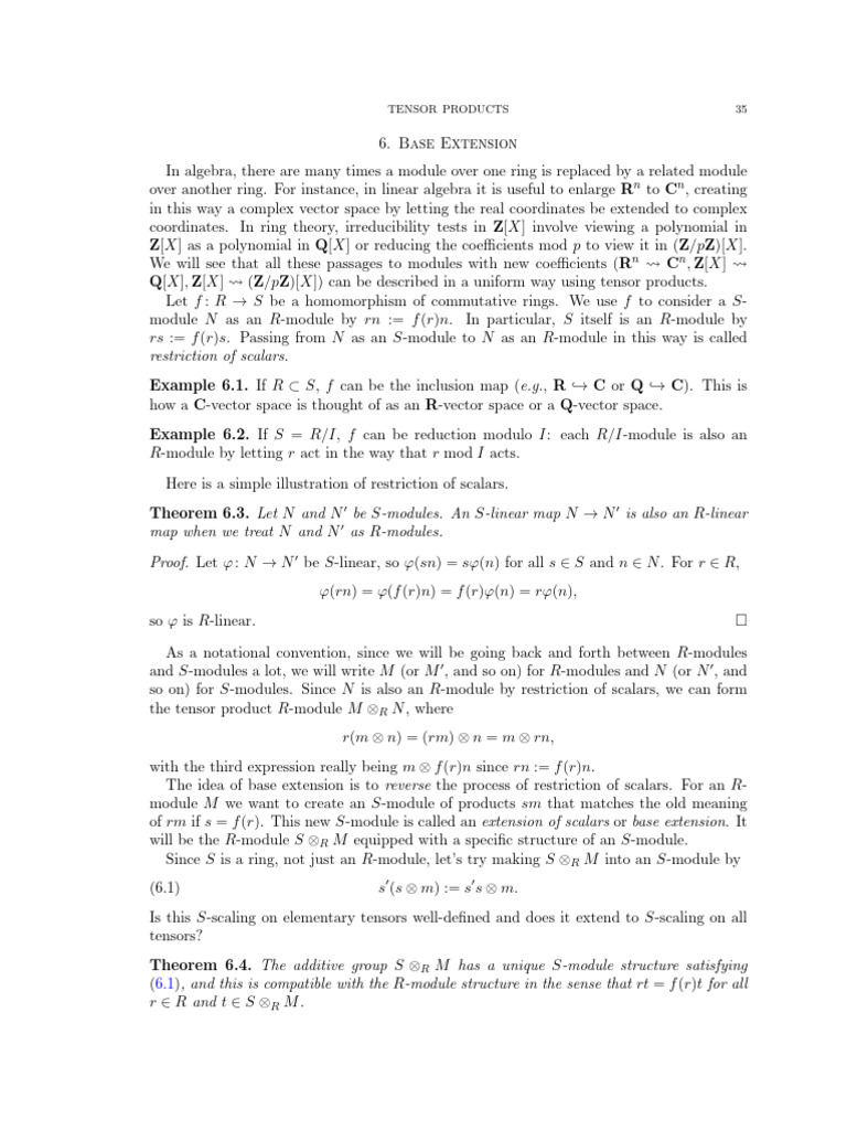 Tensor Products 35 | PDF | Module (Mathematics) | Field (Mathematics)
