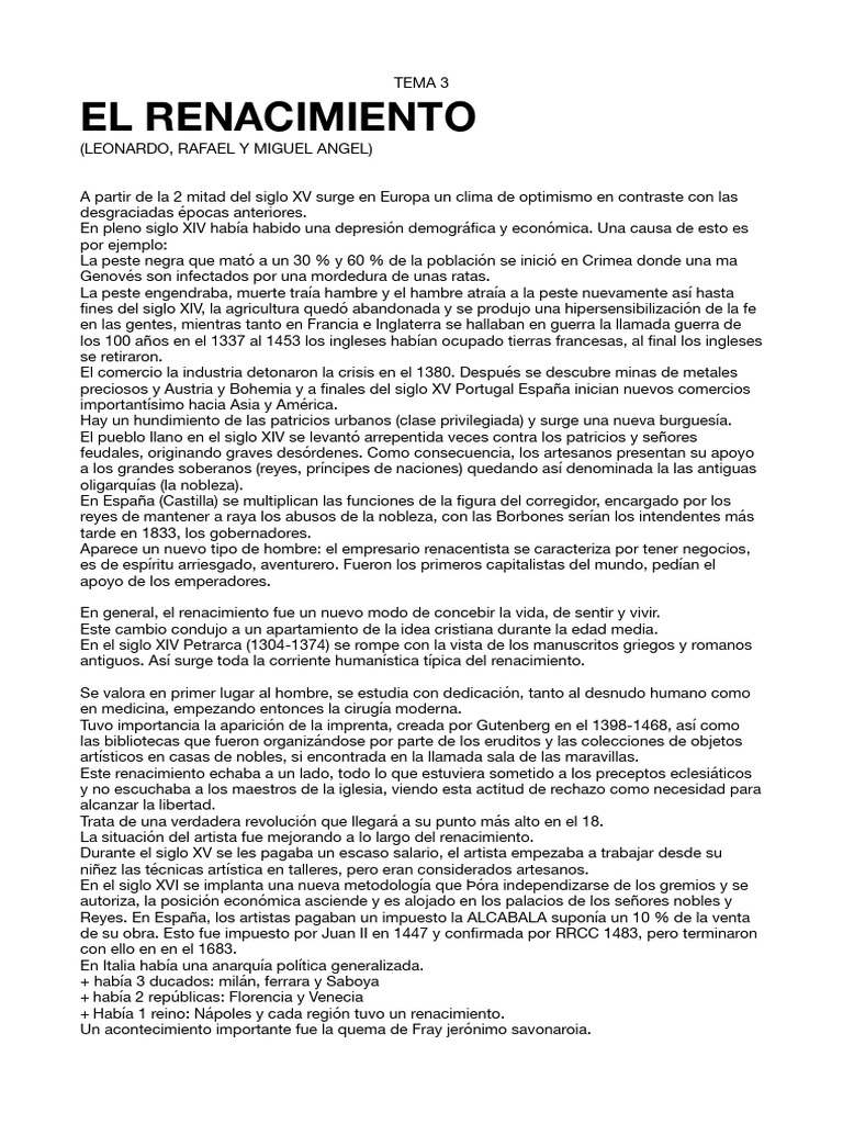 TEMA 3 | PDF | Miguel Ángel | Renacimiento