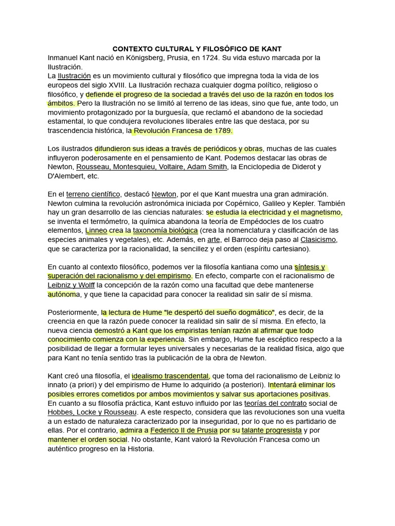 Contexto de Kant 2 | PDF | Immanuel Kant | Era de iluminacion
