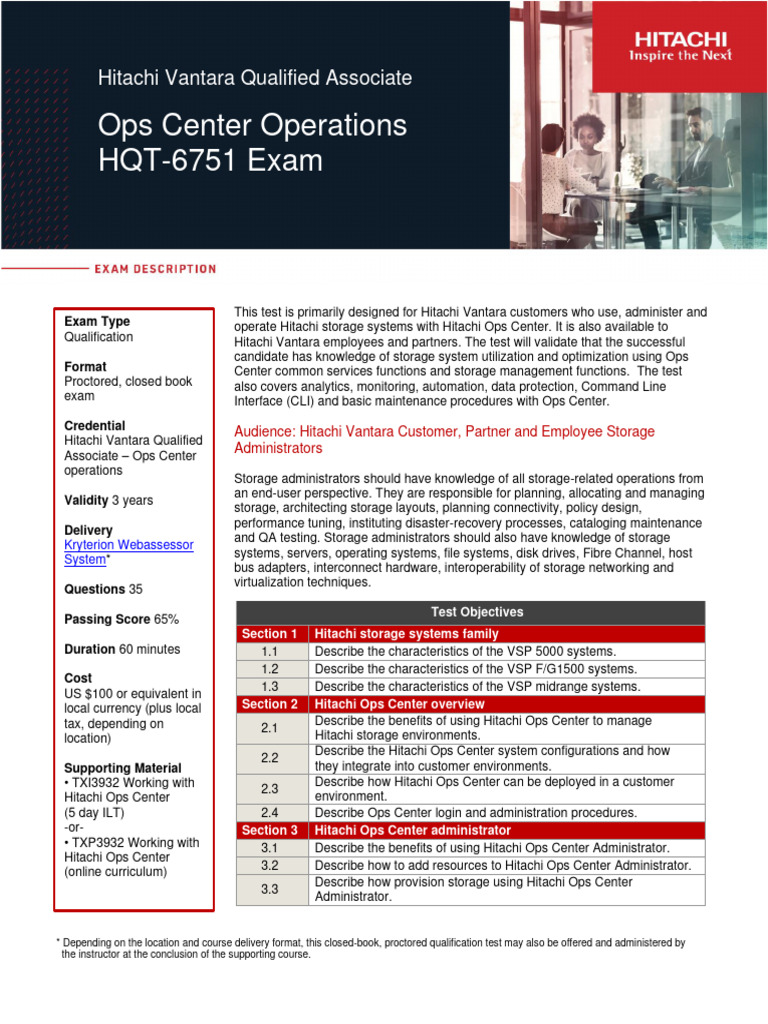 Ops Center Operations HQT 6751 Exam | PDF | Computer Data Storage | Command Line Interface