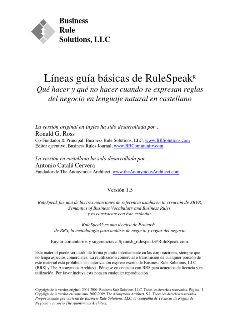 Lineas Guias Basica - Reglas de Negocio | PDF | Derechos de autor