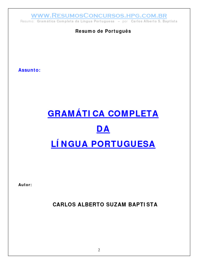 Gramatica Completa Da Lingua Portuguesa (4) | PDF | Estresse (Linguística) | Pronome