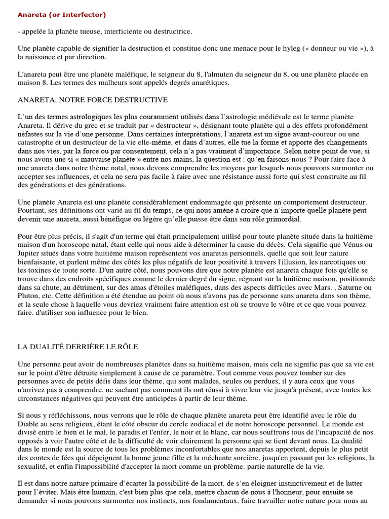 Comprendre l'Anareta en Astrologie | PDF | Horoscope | Planètes