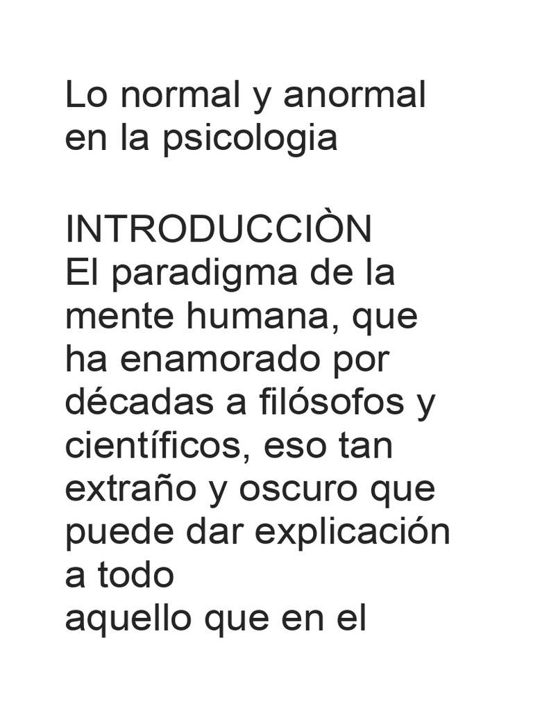 Psicología de Lo Normal y Anormal | PDF | Psiquiatría | Sicología