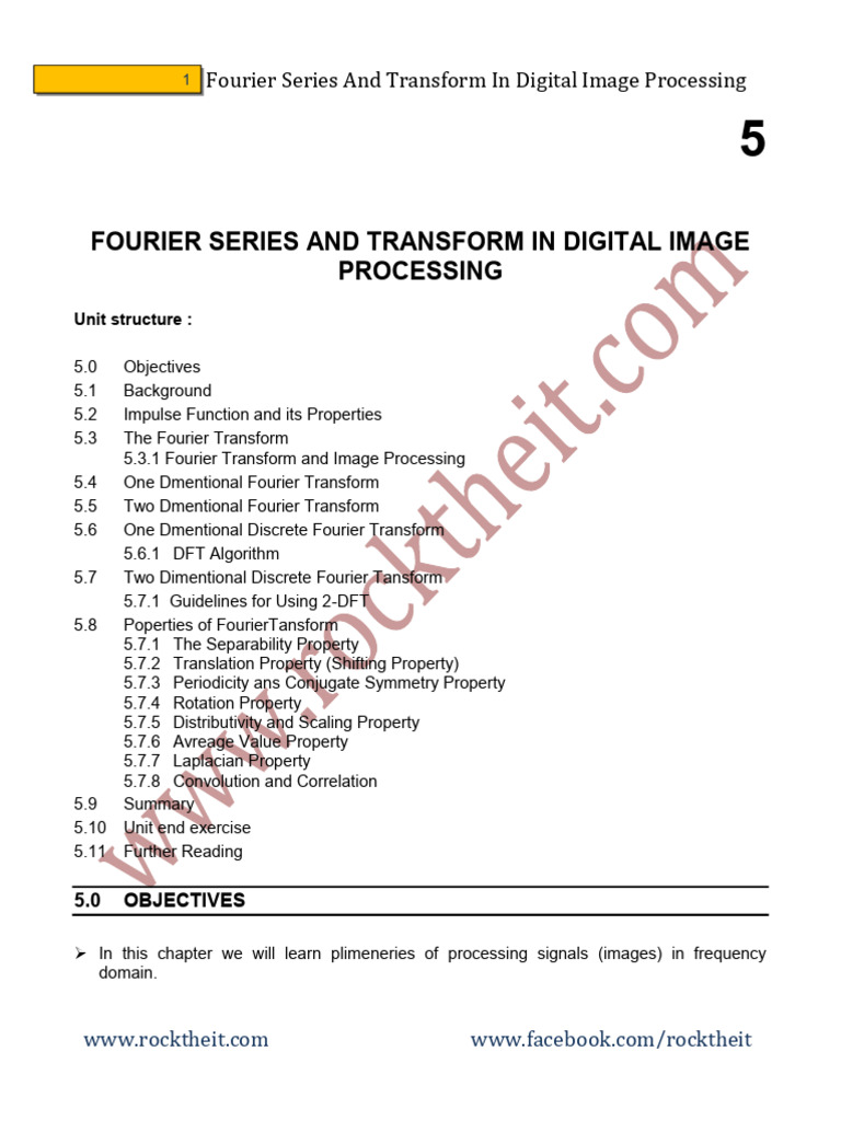 CHP - 5 - Fourier Series and Transform in Digital Image Processing Min | PDF | Discrete Fourier ...