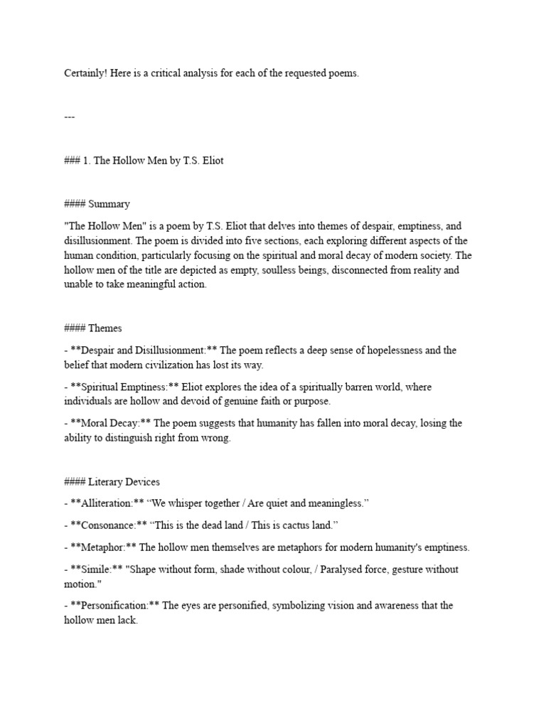 Critics Analysis | PDF | Poetry | W. B. Yeats