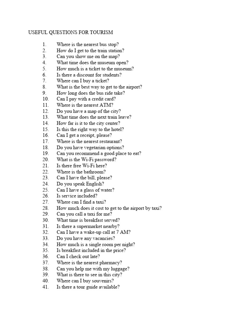 Essential Tourist Questions Guide | PDF | Service Industries