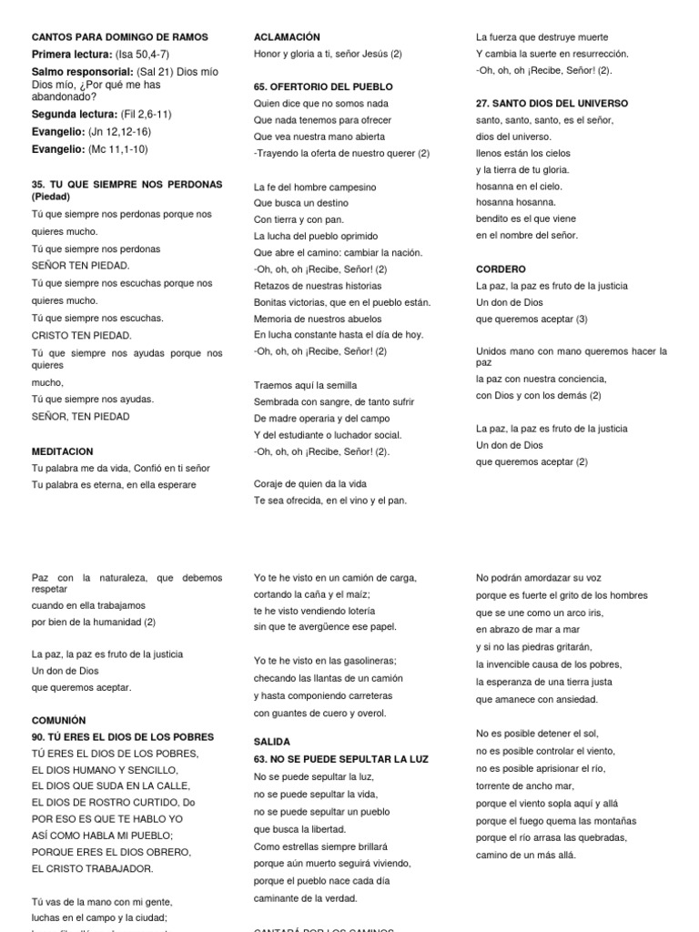 Cantos Para Domingo de Ramos | Descargar gratis PDF | Cristo (título)