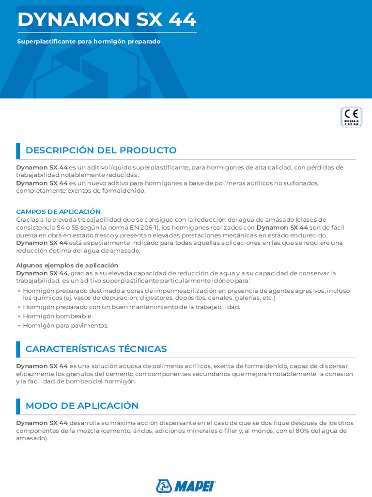 1 03350 Dynamon-Sx-44 Es-Es | PDF | Hormigón | Cemento