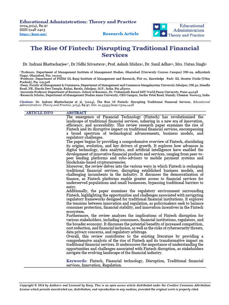 The Rise of Fintech Disrupting Traditional Financial Services | PDF ...