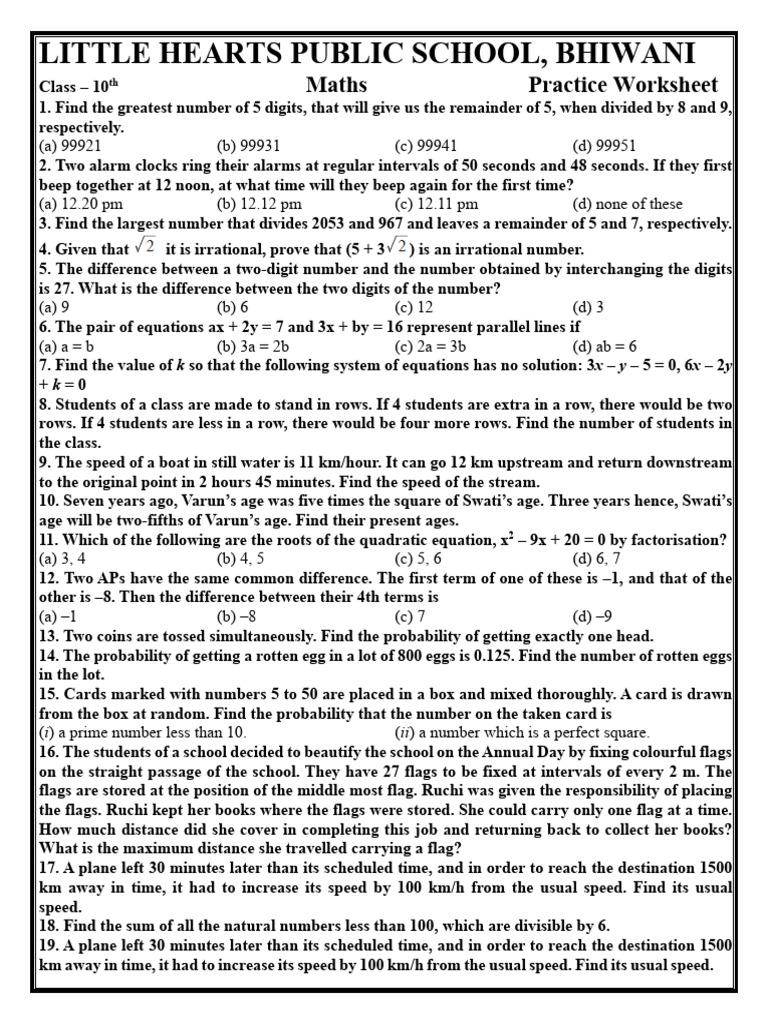 10th Maths | PDF | Numbers | Speed