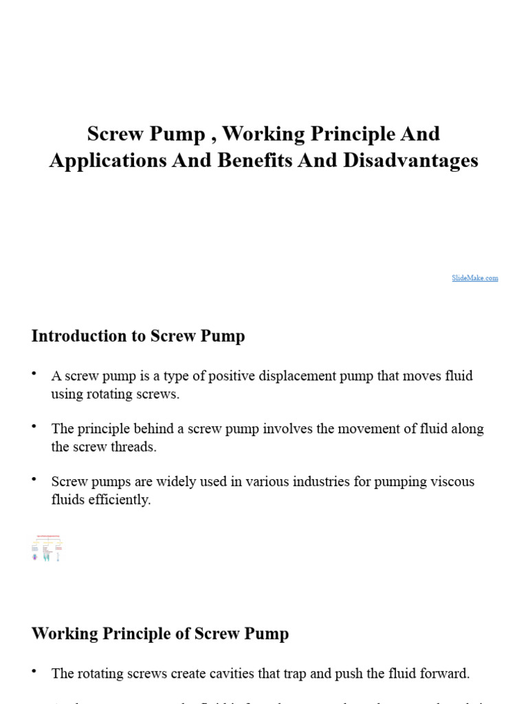 Screw Pump: Principles and Applications | PDF | Pump | Viscosity