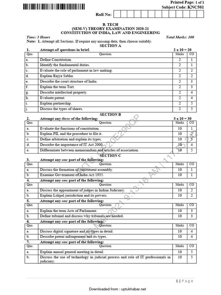 Coi Old Paper 20 21 1 | PDF | Common Law | Governance