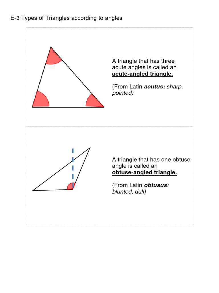 Geom Nomen E-3, Types of Triangles According To Angles | PDF