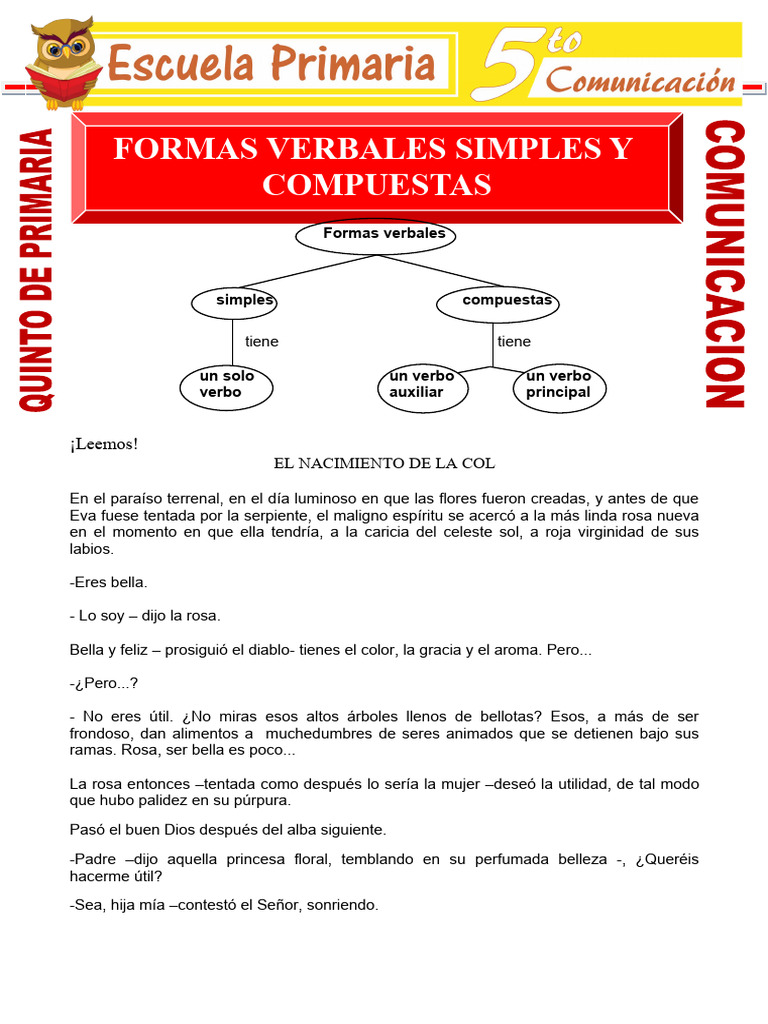 Formas Verbales Simples y Compuestas Para Quinto de Primaria | PDF ...