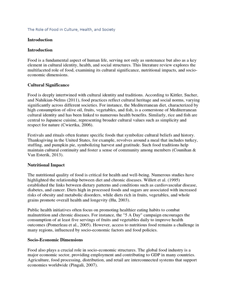 The Role of Food in Culture | PDF | Foods | Food Security
