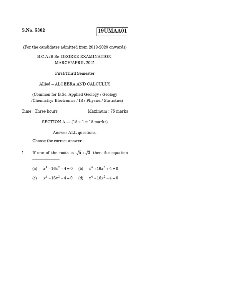 5302 19UMAA01 BCA BSC CHE GEOLO AG PHY ELE ST IS 29 03 2021 FN | PDF ...