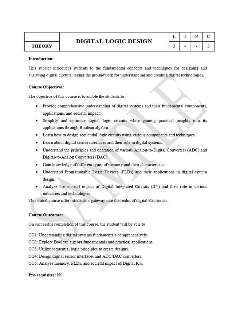Digital Logic Design Theory | PDF | Analog To Digital Converter ...