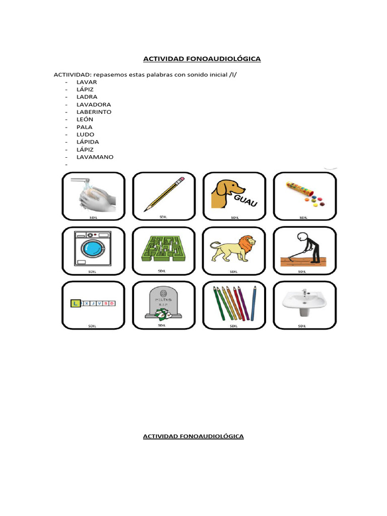 Fonema :L: Medial e Inicial | PDF | Artes del Lenguaje y Comunicación