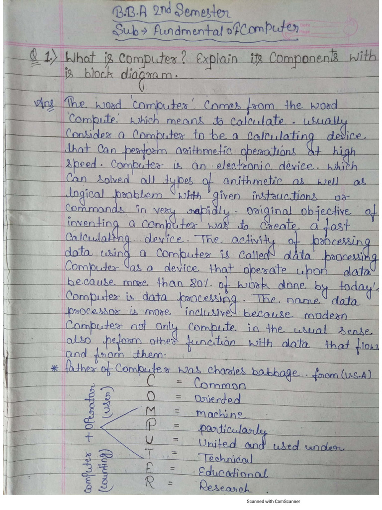 BBA 2nd Sem. (Fundamental of Computer) | PDF