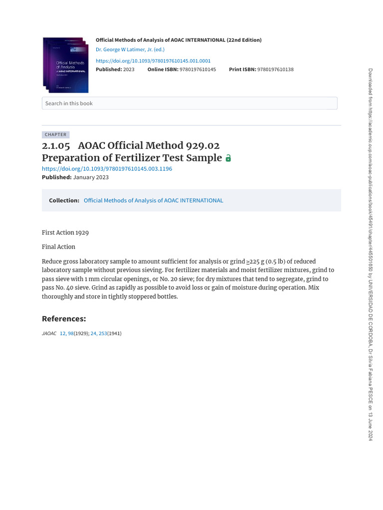 2.1.05 AOAC O Cial Method 929.02 Preparation of Fertilizer Test Sample ...