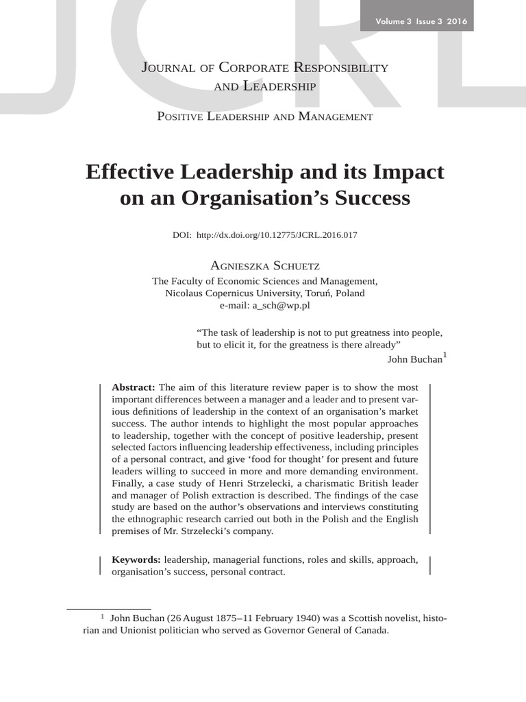 Effective Leadership and Its Impact On An Organisa | PDF | Leadership ...