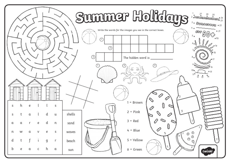 summer-holidays-theme-activity-mat-grades-1-and-2_ver_1 | PDF