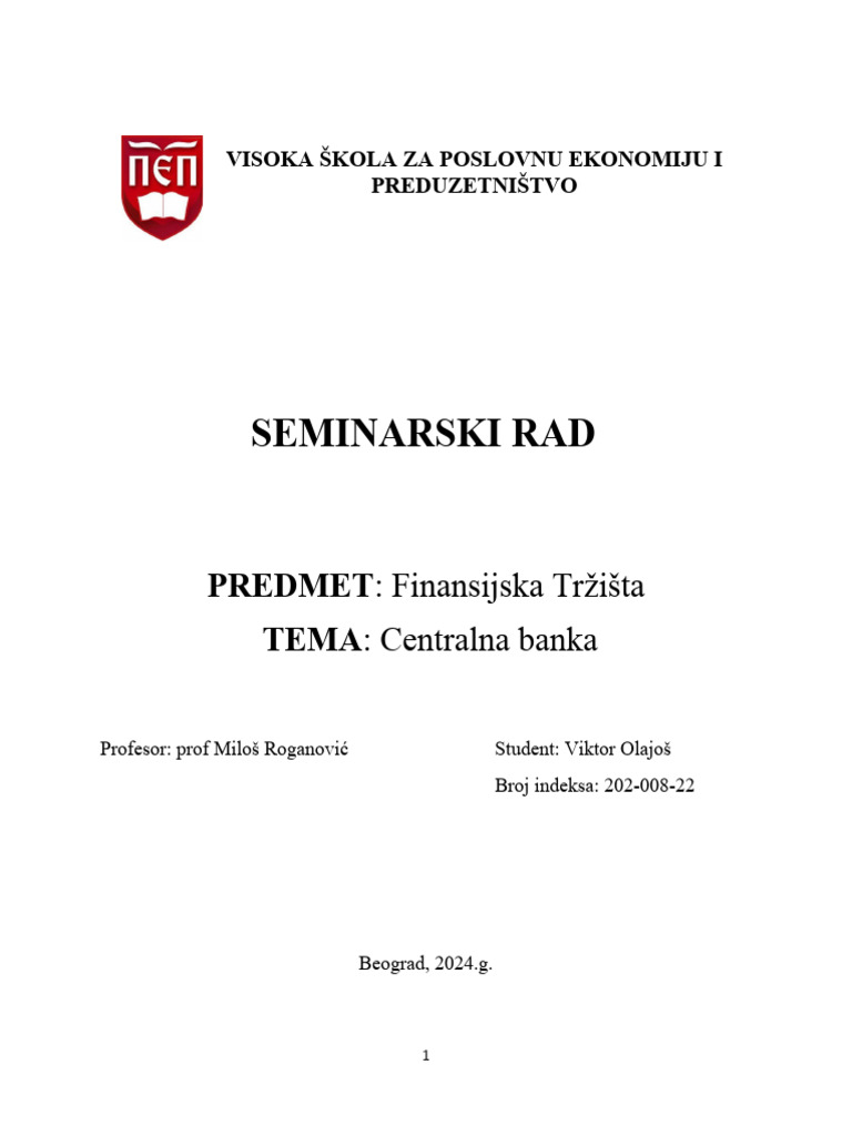 Centralna Banka | PDF