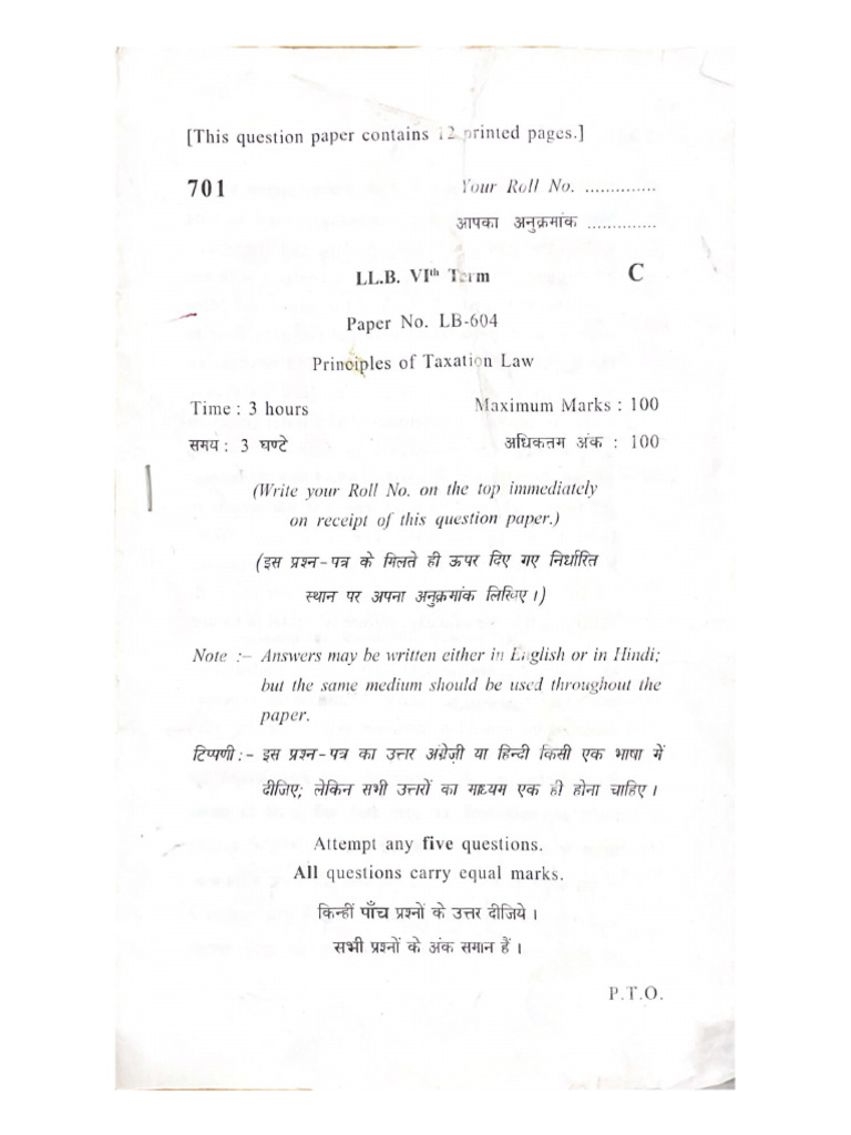 Tax Law Previous Year | PDF