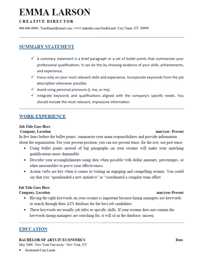 Resume-template-ATS Freindly 1 Version | PDF