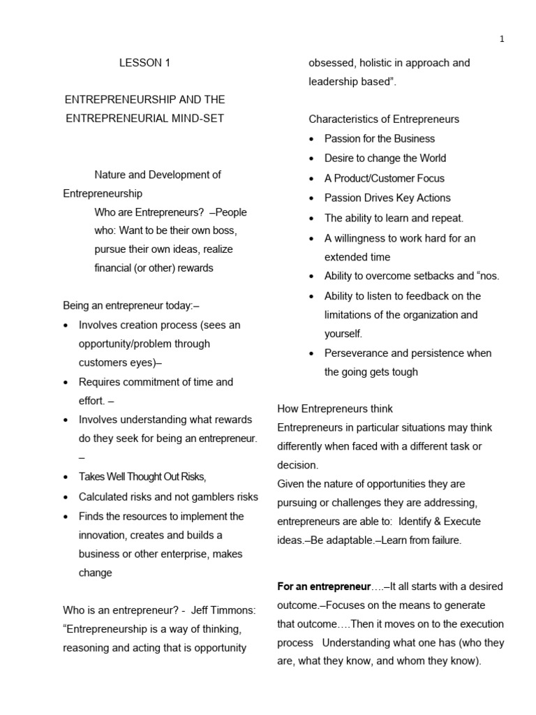 ENTREP MIND REVIEWER | PDF | Entrepreneurship | Mindset