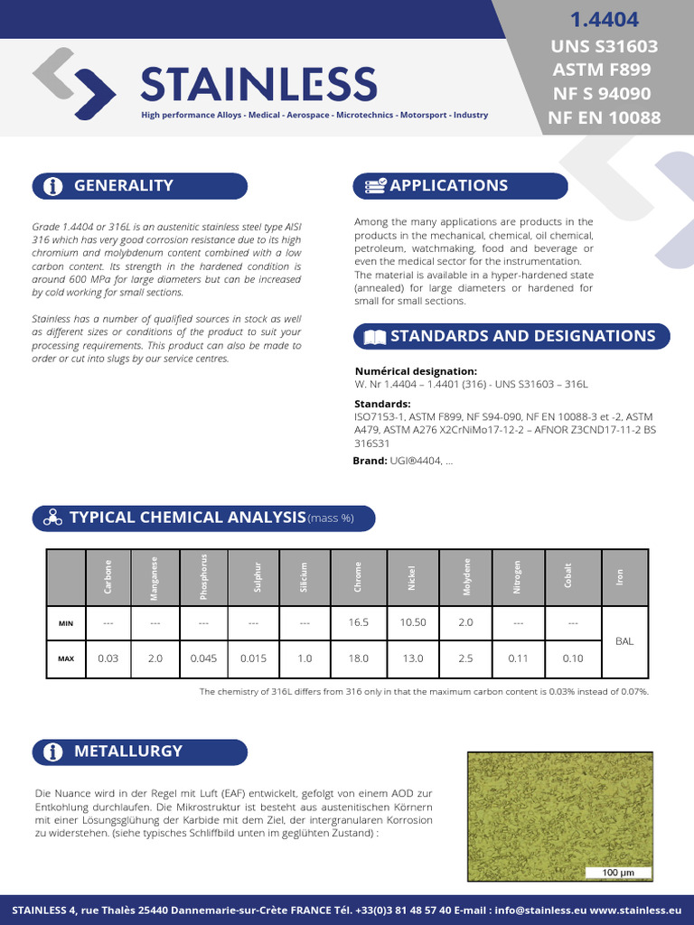 1 4404-En | PDF | Stainless Steel | Building Materials
