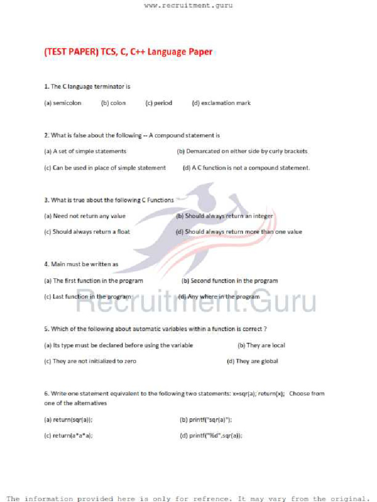 TCS Placement Papers 2 | PDF