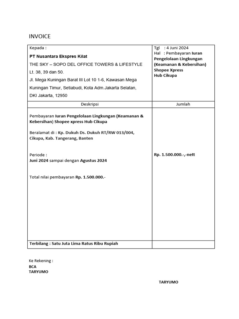 Invoice Ipl Juni 2024 | PDF