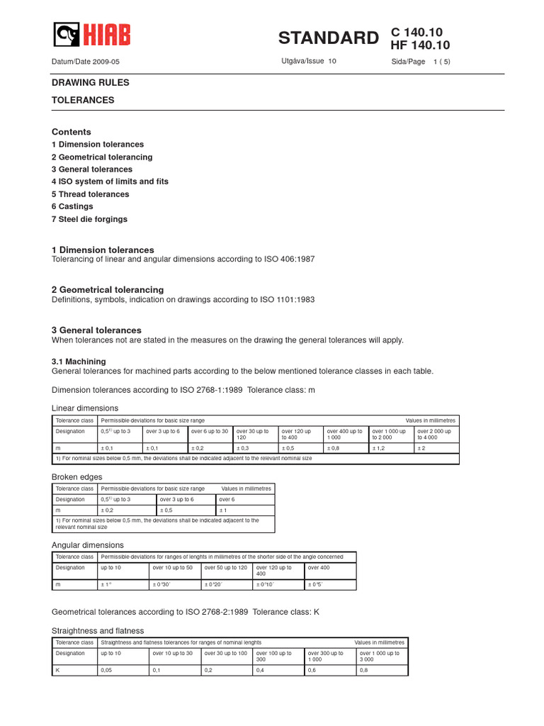 C 140.10 Tolerances | PDF | Engineering Tolerance | Metrology