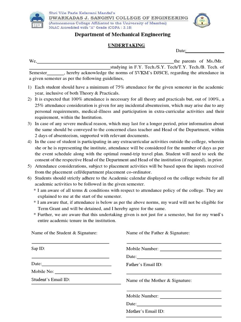 Undertaking Attendance | PDF